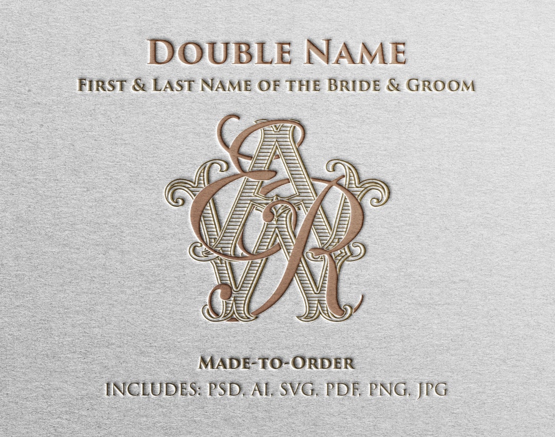 Double Name Wedding Monogram Made-to-order Digital Design With 4 ...