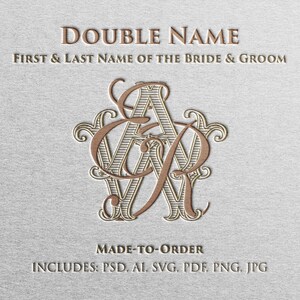 Double Name Wedding Monogram Made-to-order Digital Design With 4 ...