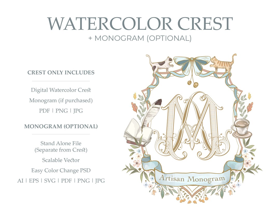 Modern Crest Plus Monogram optional Made to Order Wedding - Etsy