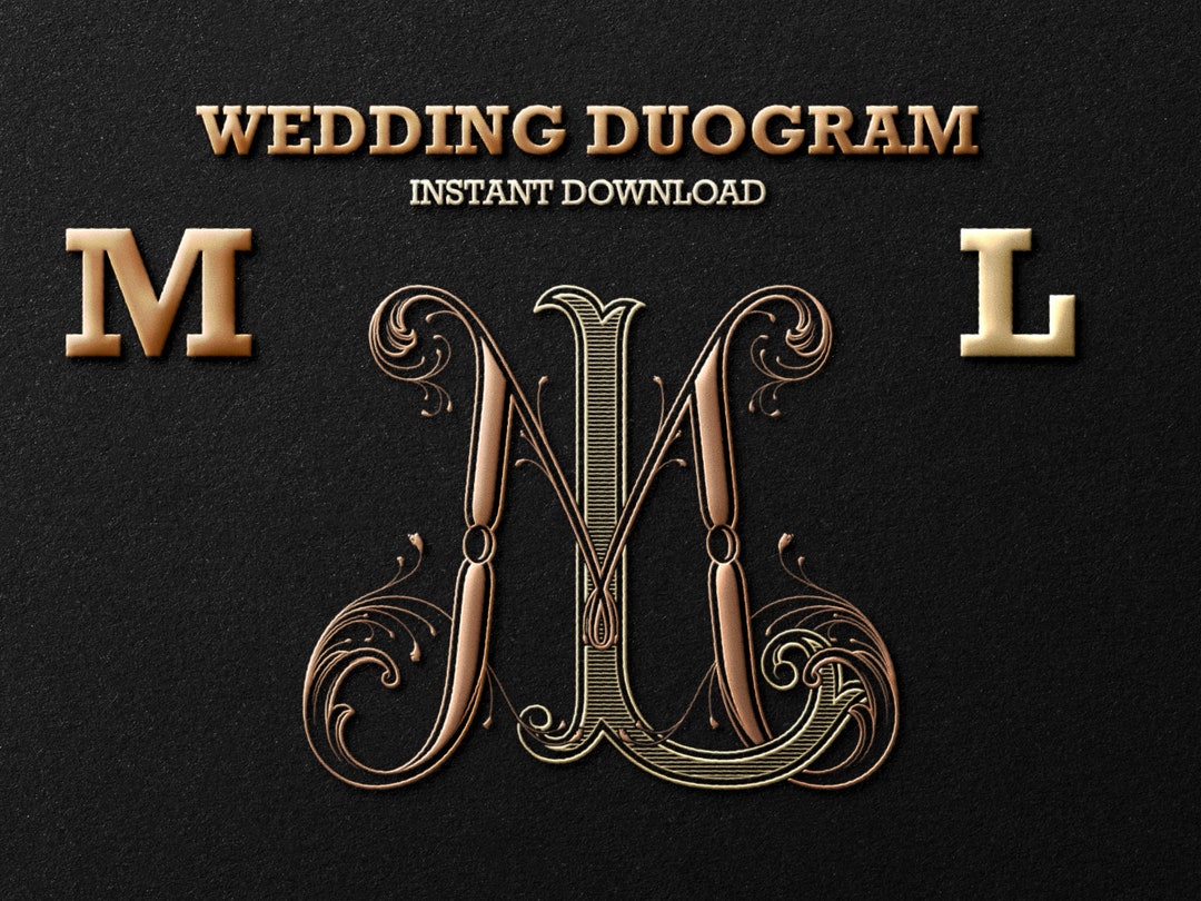2 Letter Monogram with Letters ML Digital Download Wedding Monogram SVG ...
