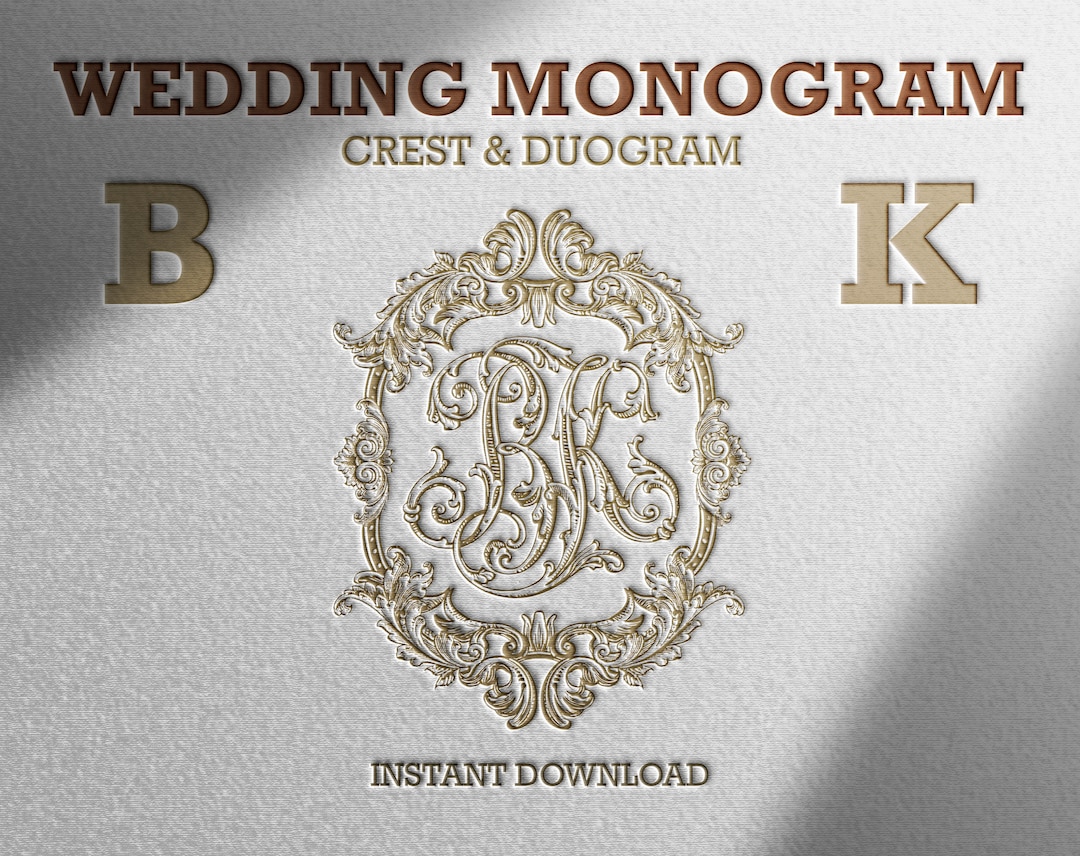 Letters BK - KB, Digital Download of Wedding Crest With Duogram ...