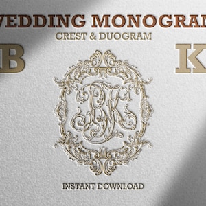 Letters BK - KB, Digital Download of Wedding Crest With Duogram ...