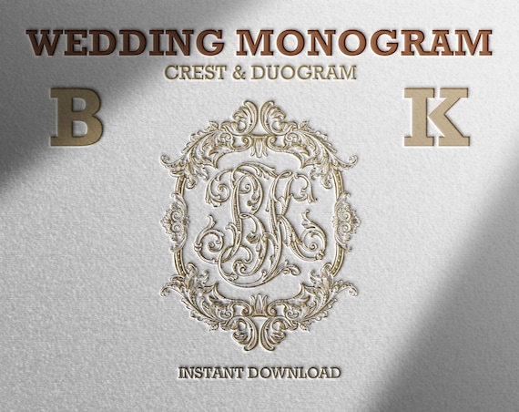 Letters BK KB Digital Download of Wedding Crest With | Etsy