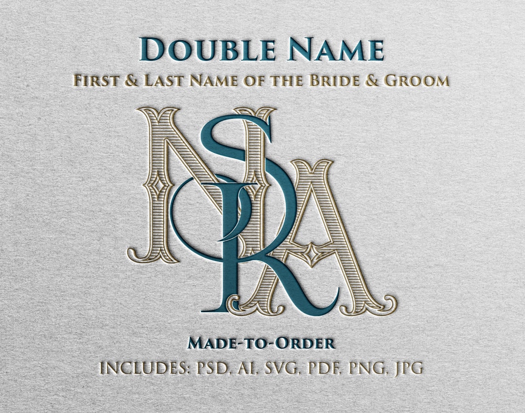 Double Name Wedding Monogram | Made-to-order Digital Design With 4 ...