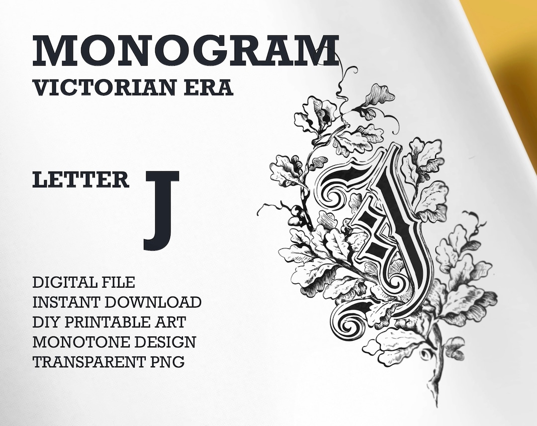 Victorian Era Monogram - Single Letter J, Vintage One Letter Monogram ...