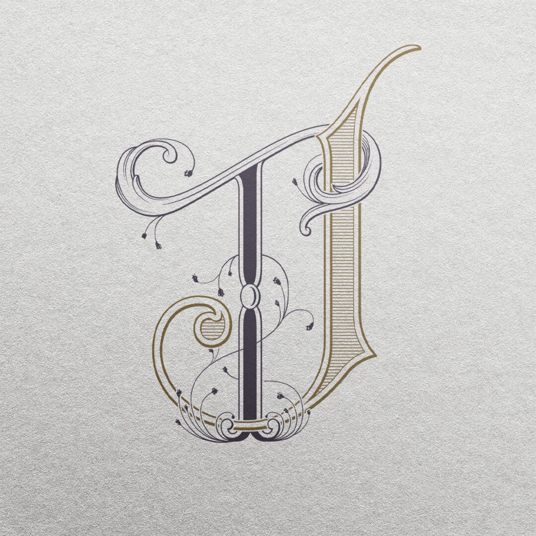 TJ Wedding Monogram | a Canva Ready SVG | Large File Sizes | 2 Color ...