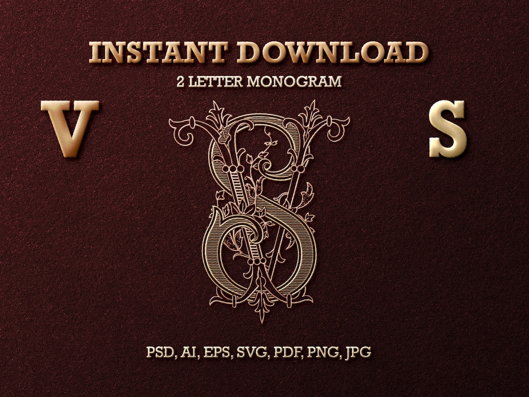 Two Letter Monogram With Letters VS | Digital Download - Wedding ...