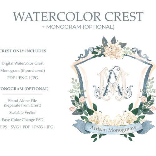 Modern Crest Plus Monogram optional Made to Order Wedding - Etsy