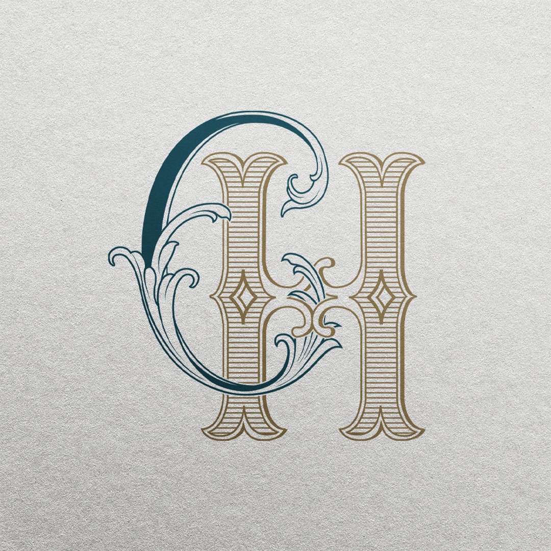 2 Letter Monogram With Letters CH | Digital Download - Wedding Monogram ...