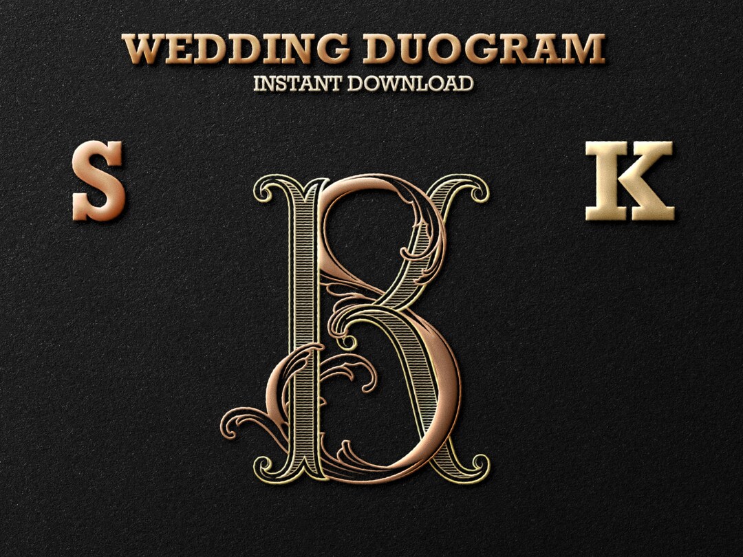 2 Letter Monogram With Letters SK | Digital Download - Wedding Monogram ...