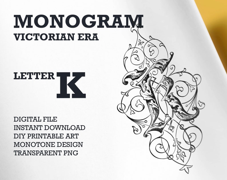 Victorian Era Monogram Single Letter K Vintage One Letter - Etsy