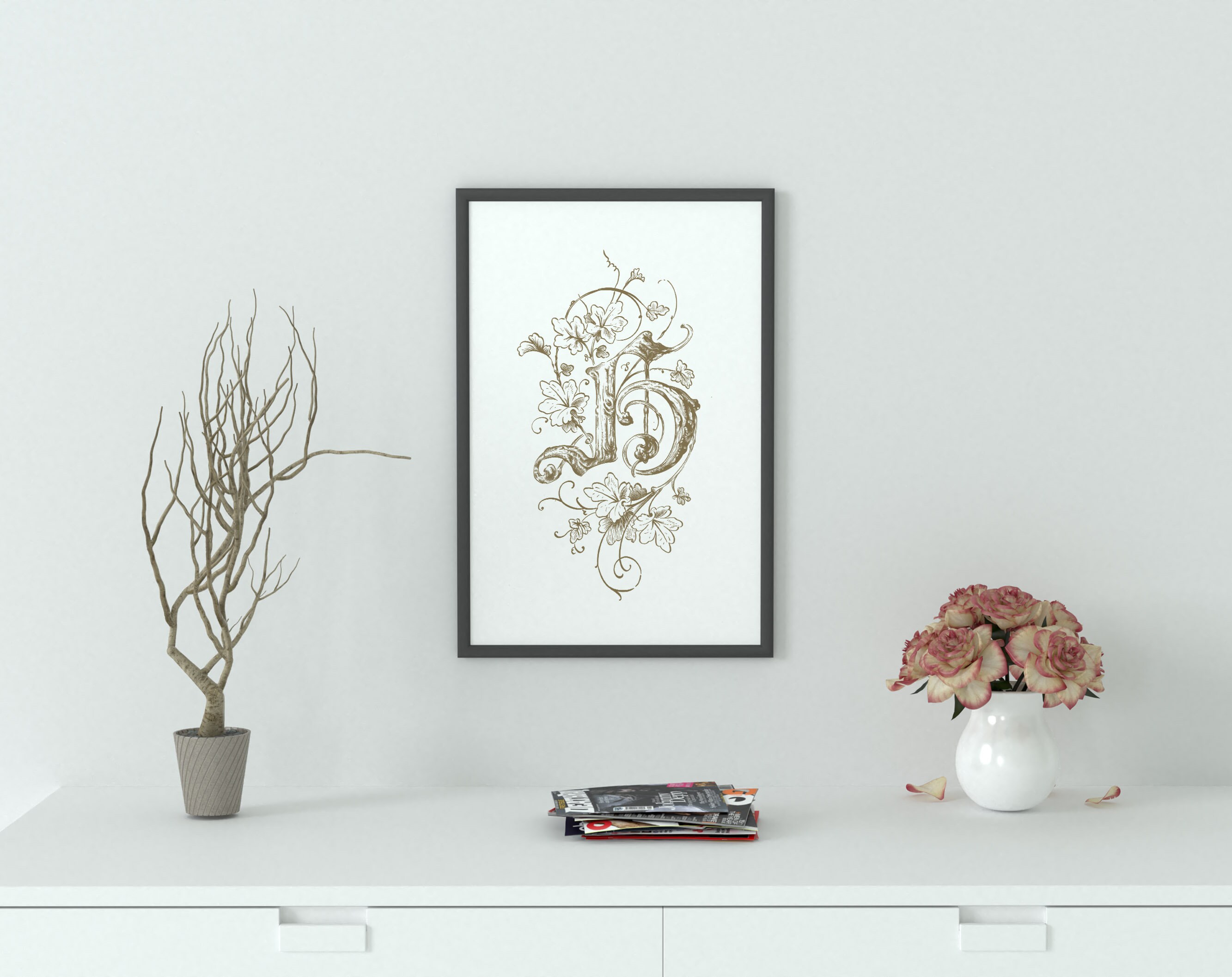 Victorian Era Monogram - Single Letter H, Vintage One Letter Monogram ...