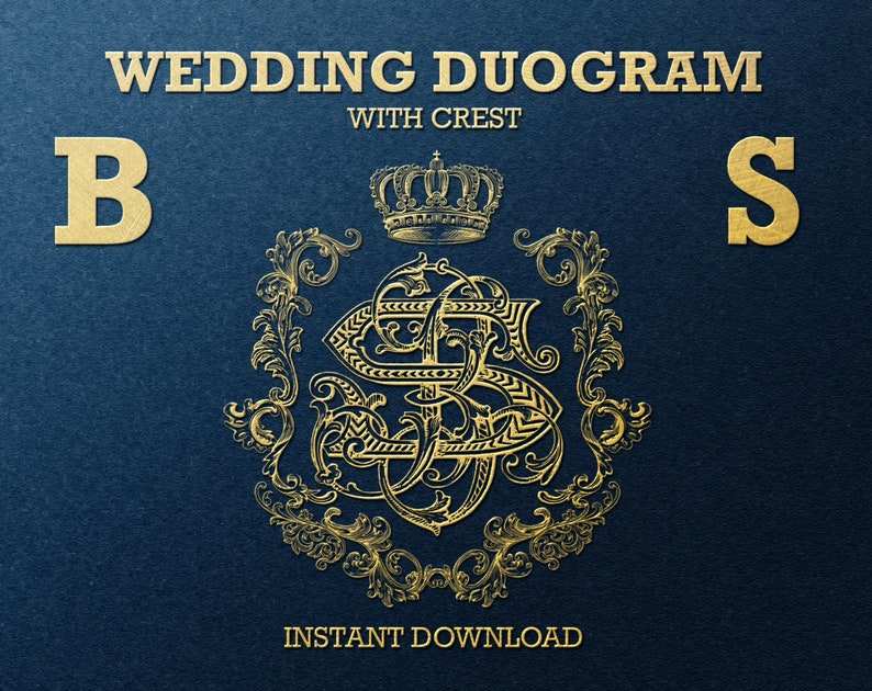 Letters BS-SB, Digital Download of Wedding Crest With Duogram | Wedding ...