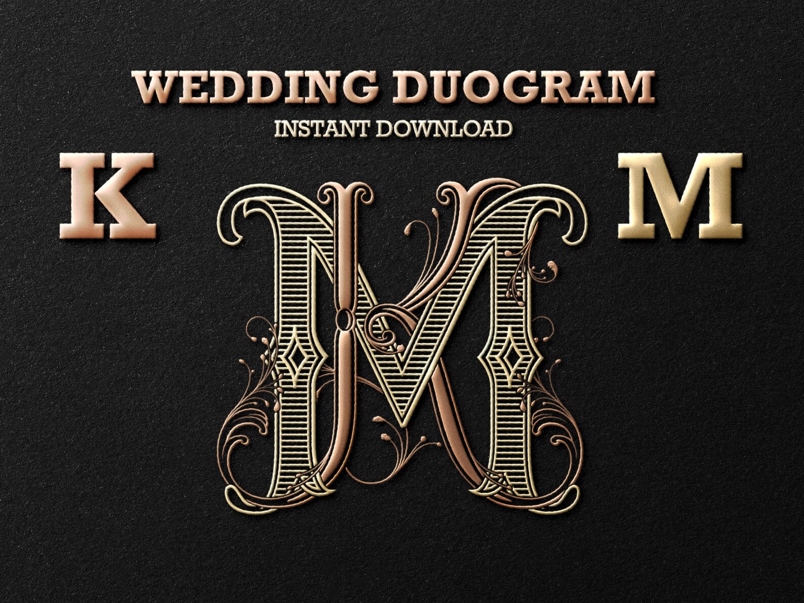 2 Letter Monogram With Letters KM Digital Download Wedding - Etsy