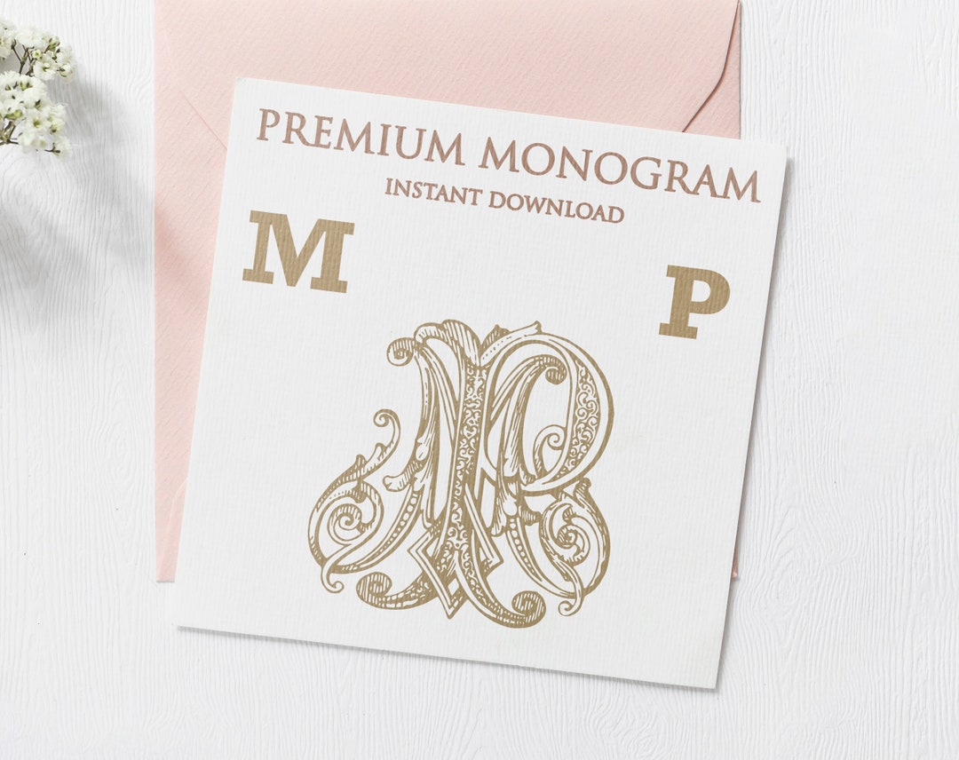 Vintage Wedding Monogram Logo: Initial Crest Design (digital Download ...