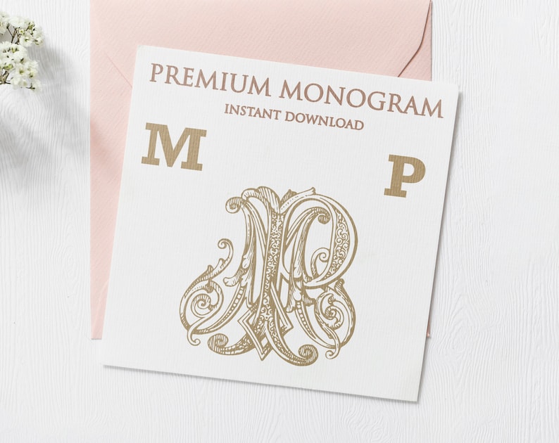 Vintage Wedding Monogram Logo: Initial Crest Design (digital Download ...