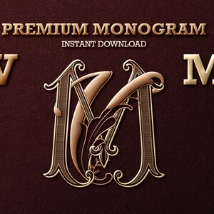 2 Letter Monogram With Letters VM | Digital Download - Wedding Monogram ...