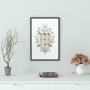 Victorian Era Monogram - Single Letter M, Vintage One Letter Monogram ...