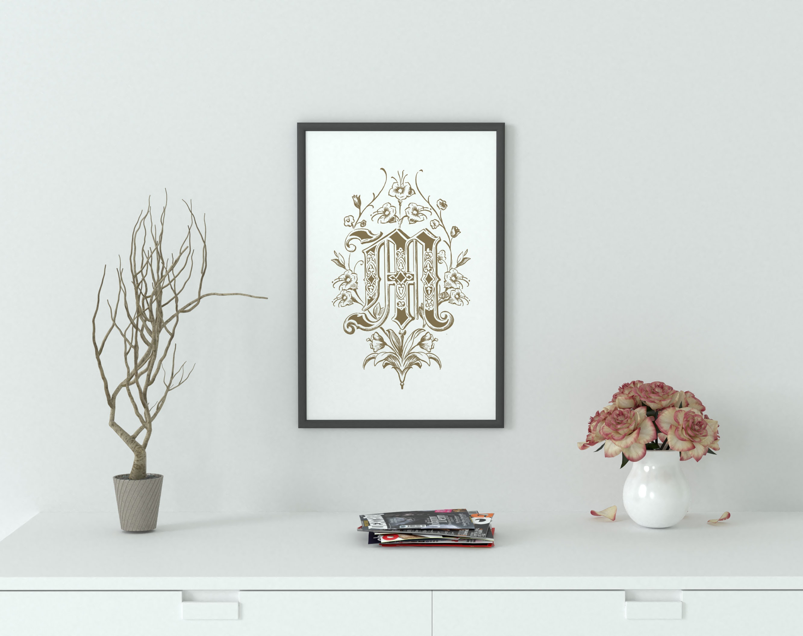 Victorian Era Monogram Single Letter M Vintage One Letter | Etsy