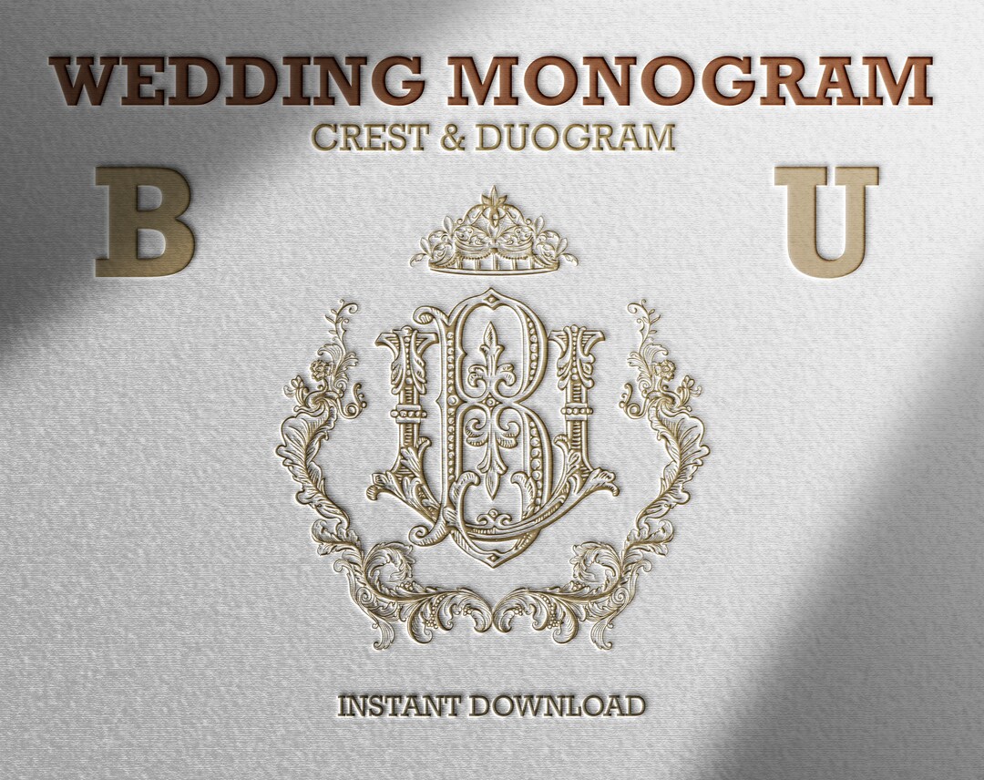 Letters BU-UB, Digital Download of Wedding Crest With Duogram | Wedding ...