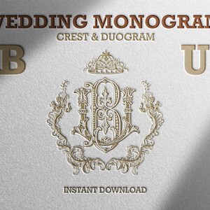 Letters BU-UB, Digital Download of Wedding Crest With Duogram | Wedding ...