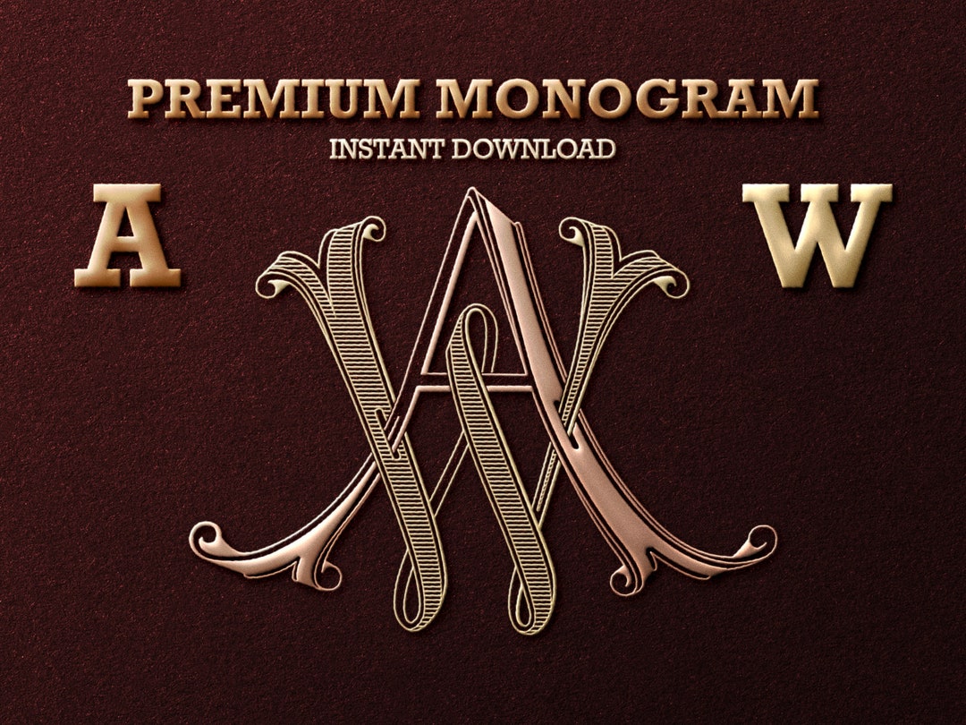 2 Letter Monogram With Letters AW Digital Download Wedding Monogram SVG ...