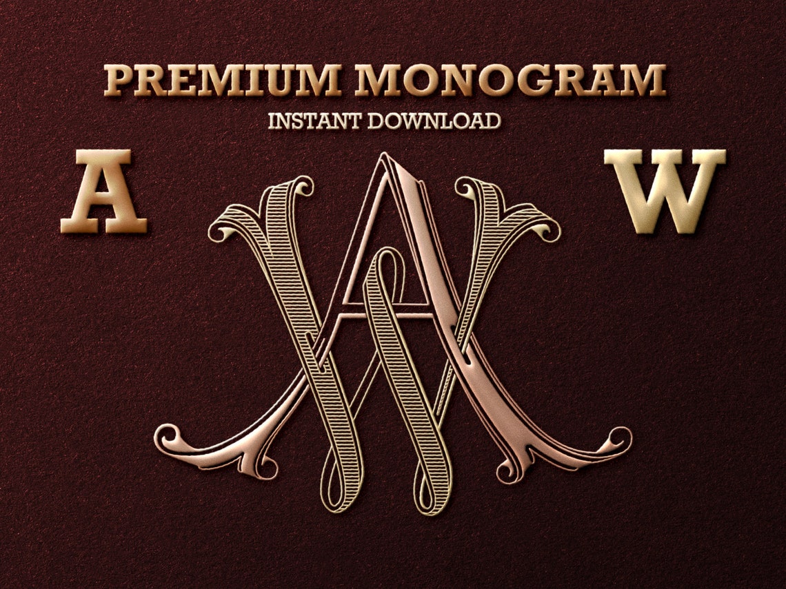 2 Letter Monogram With Letters AW Digital Download Wedding - Etsy UK