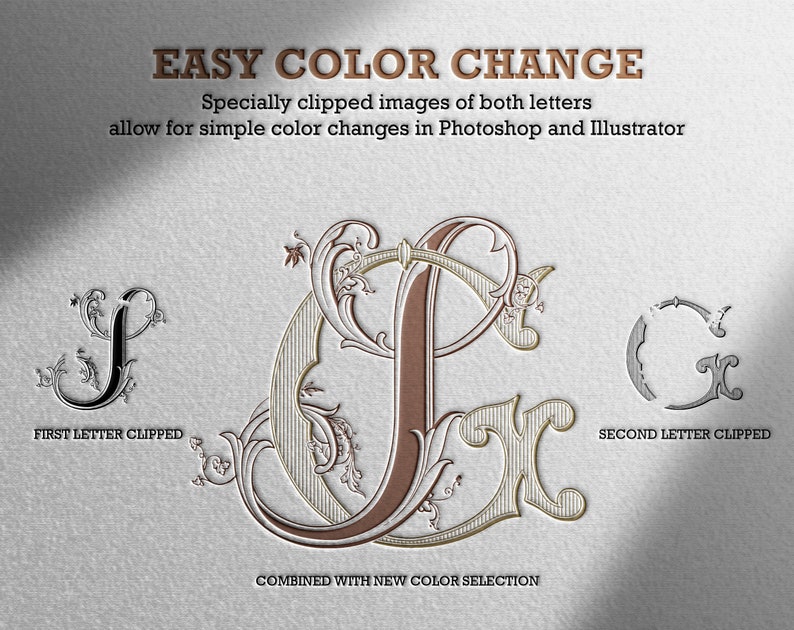 2 Letter Monogram With Letters JG Digital Download Wedding - Etsy