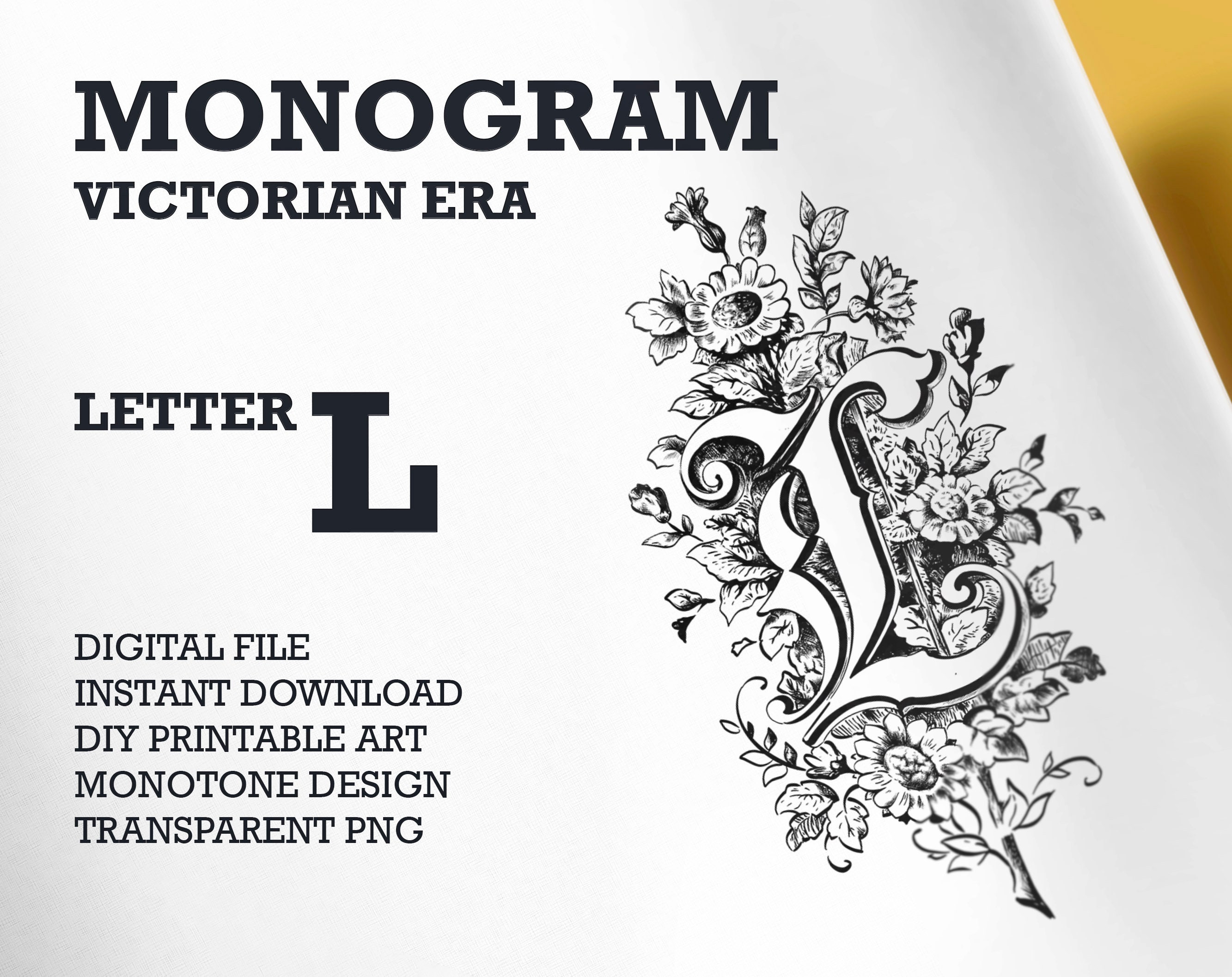 Victorian Era Monogram - Single Letter L, Vintage One Letter Monogram ...