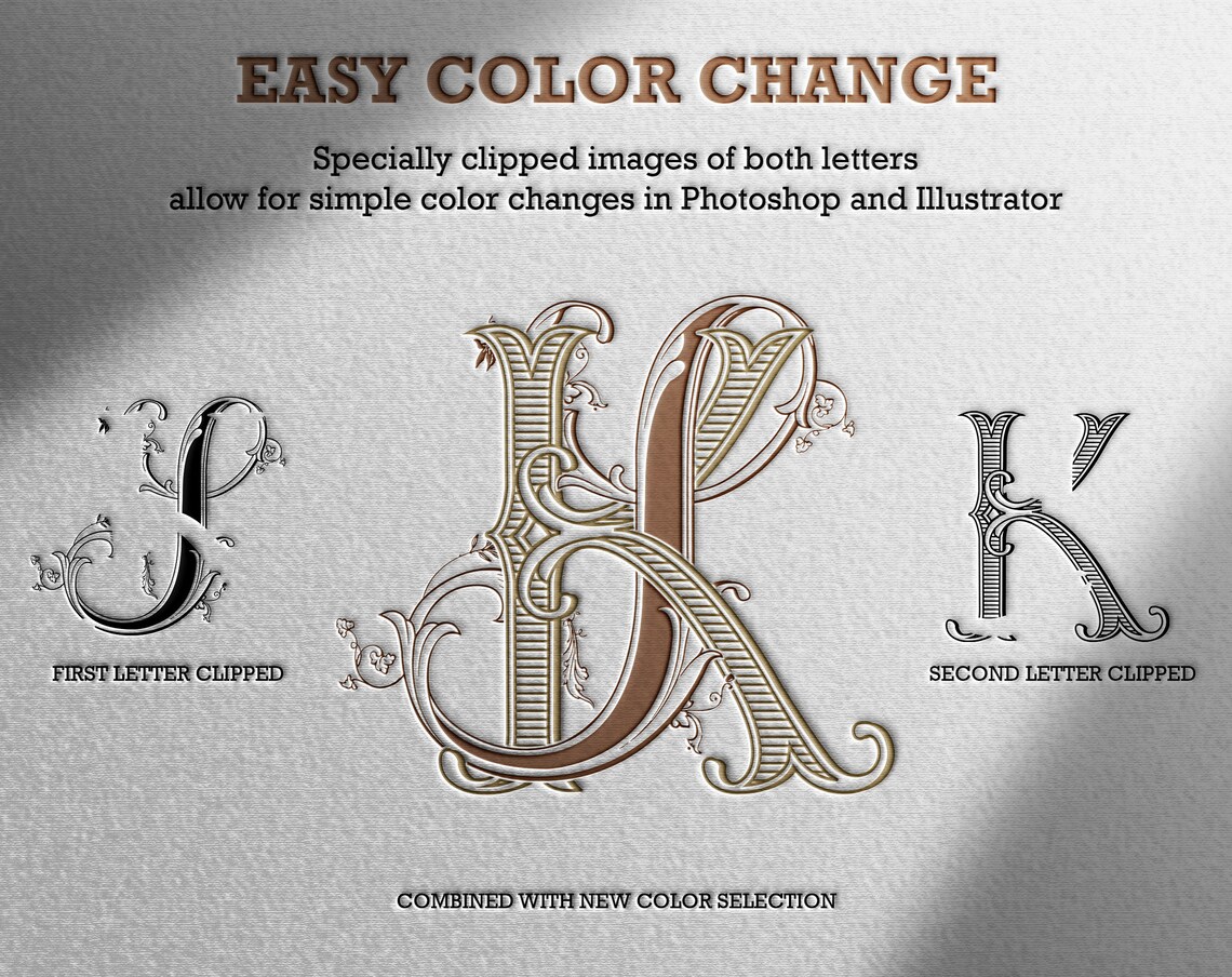 2 Letter Monogram With Letters JK Digital Download Wedding - Etsy