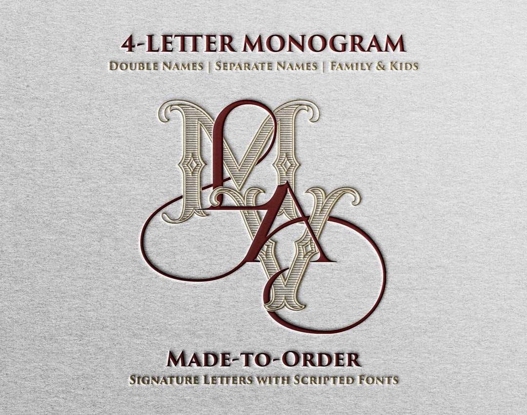 4-letter Monogram | Made-to-order and Created by Intertwining Scripted ...