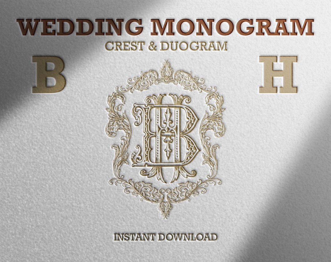 Letters BH HB Digital Download of Wedding Crest With - Etsy