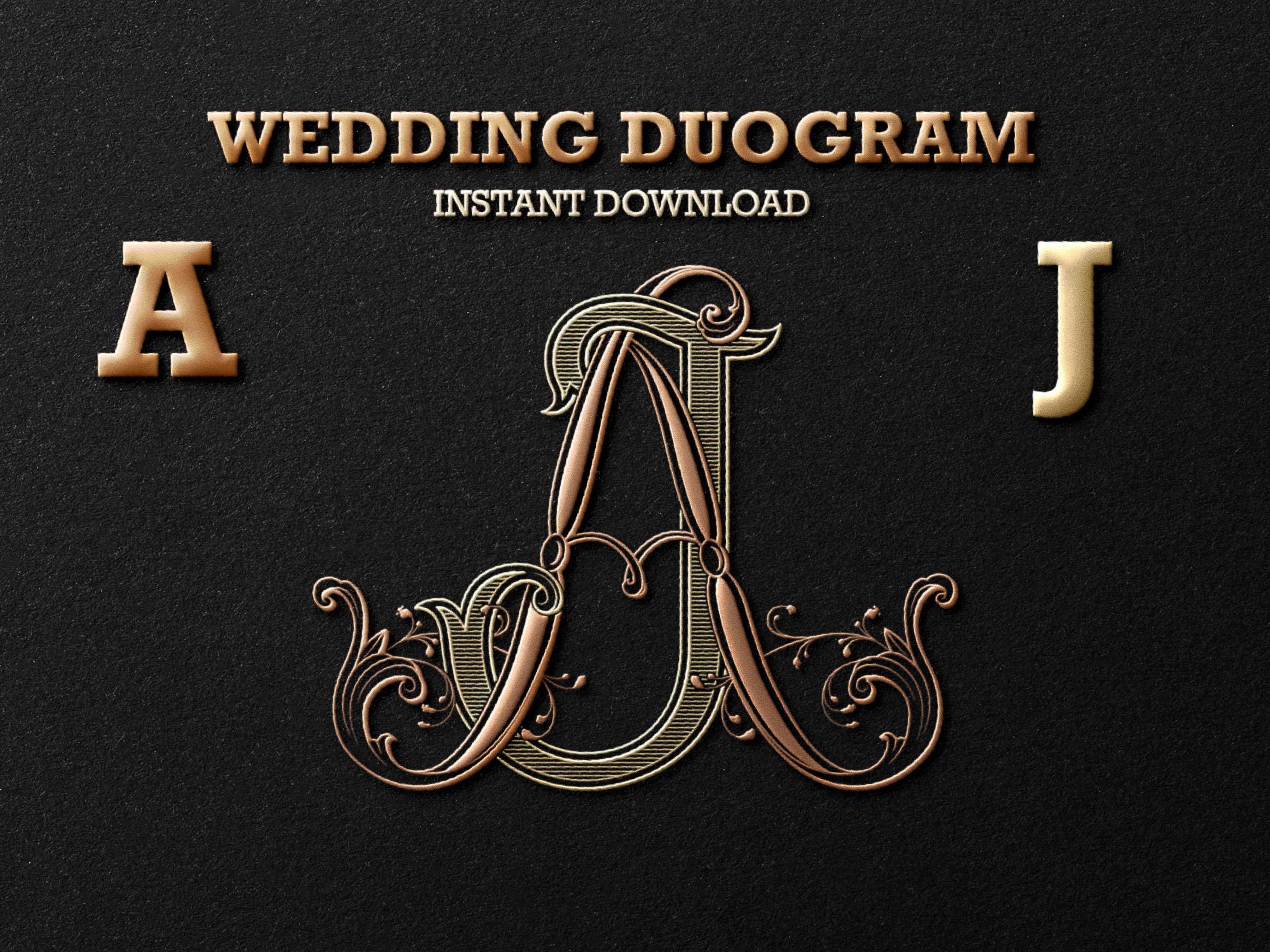 AJ JA 2 Letter Wedding Duogram Wedding Monogram Logo | Etsy