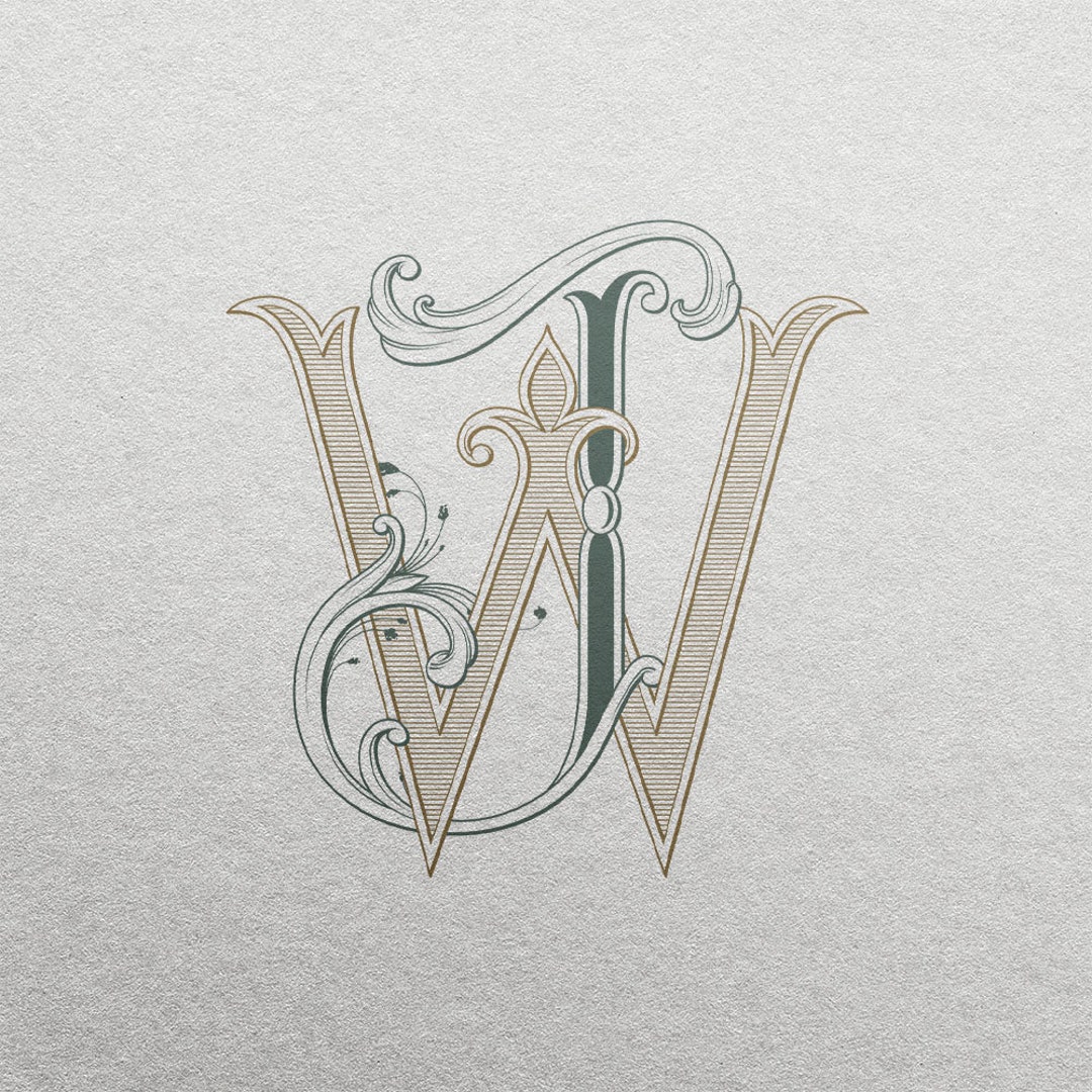JW Wedding Monogram or Personal Logo | Color Editable Vector Design for ...