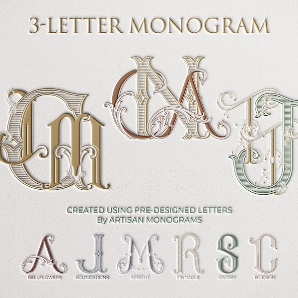 3 Letter Monogram - Etsy