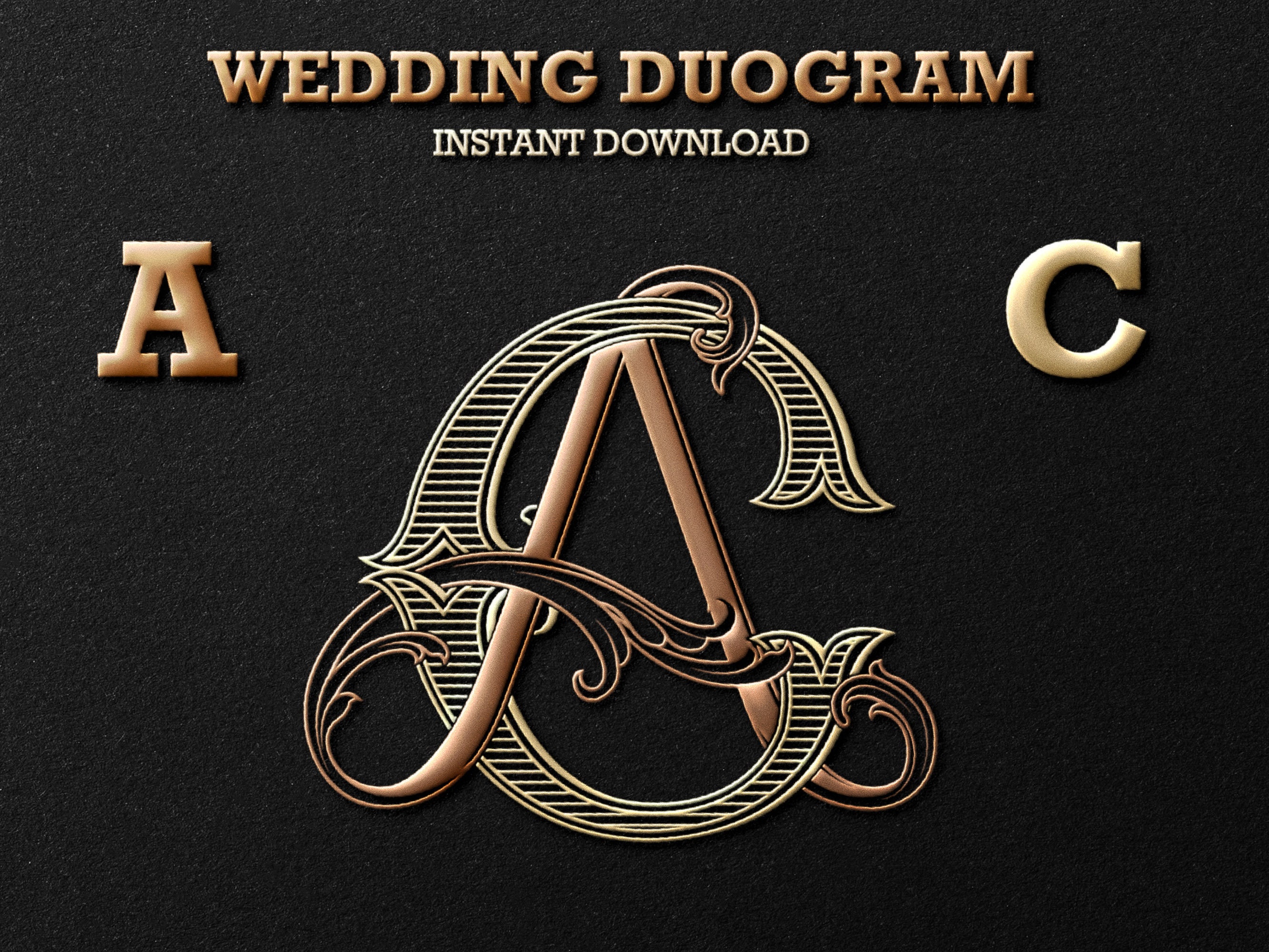 2 Letter Monogram With Letters AC Digital Download Wedding - Etsy