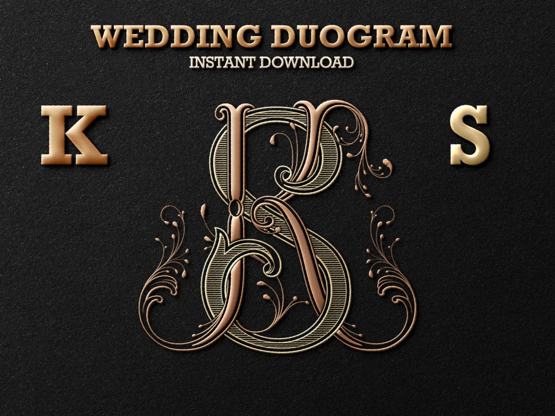 2 Letter Monogram with Letters KS Digital Download Wedding Monogram SVG ...