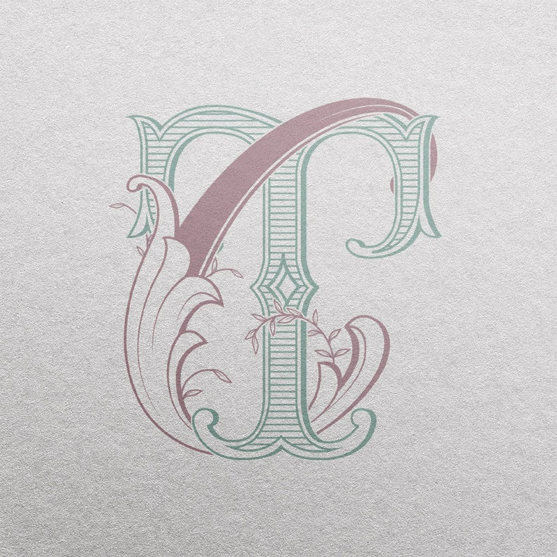 CT Initial Wedding Monogram: Editable Color Vector (digital Download ...