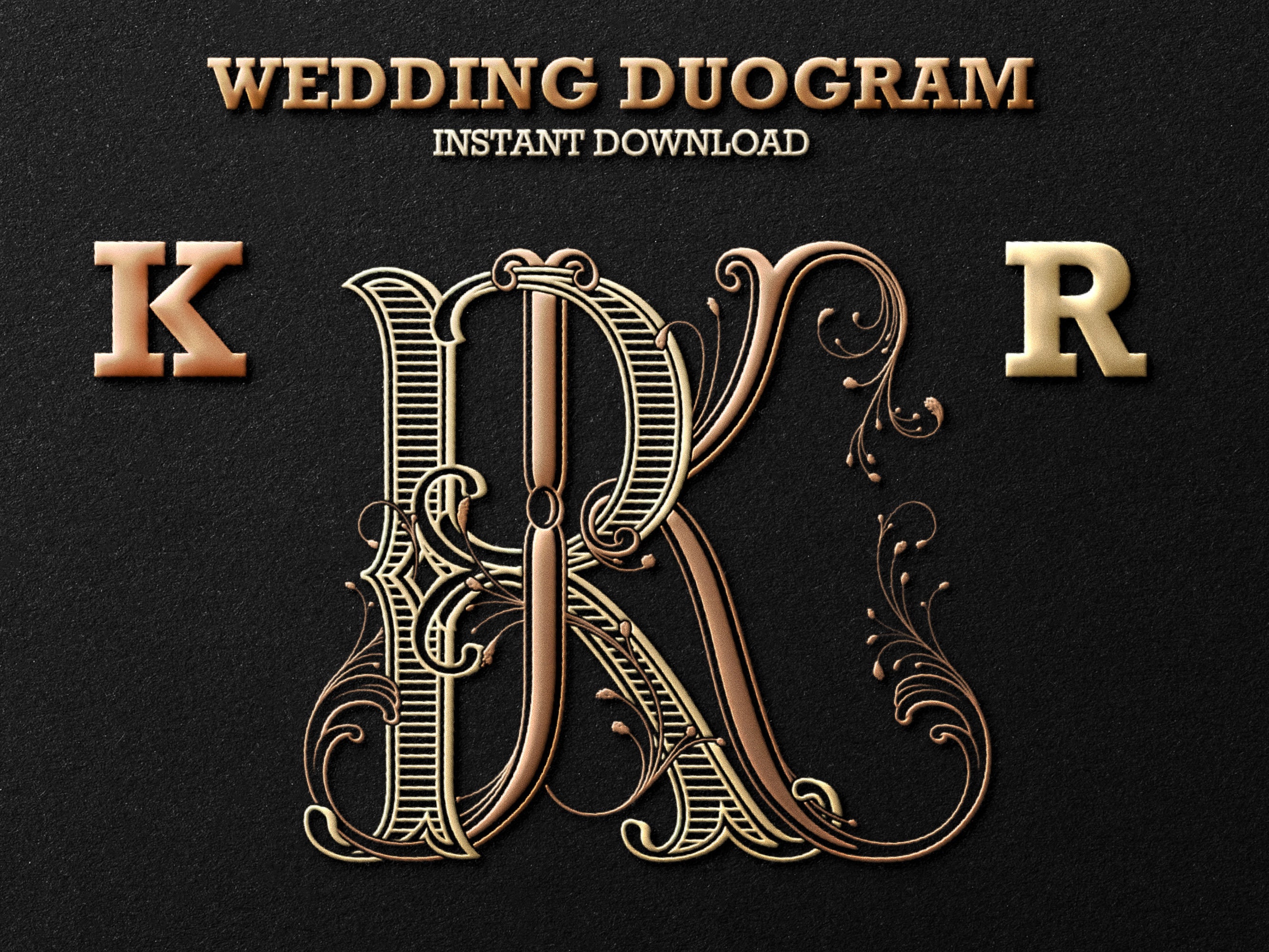 KR RK Duogram Wedding Monogram Font Logo Traditional | Etsy