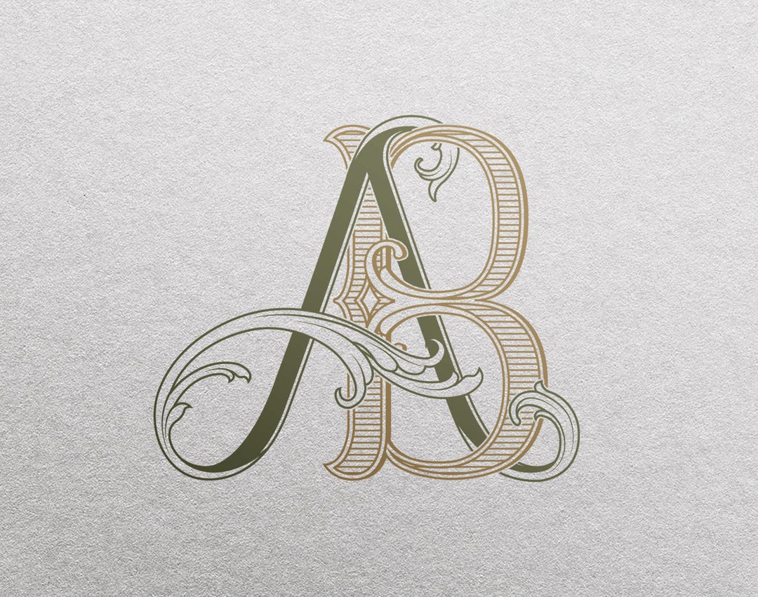 2 Letter Monogram With Initials AB | Digital Download - Wedding ...
