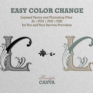 Flowering Wedding Monogram (initials CL): Color Editable Vector Logo ...
