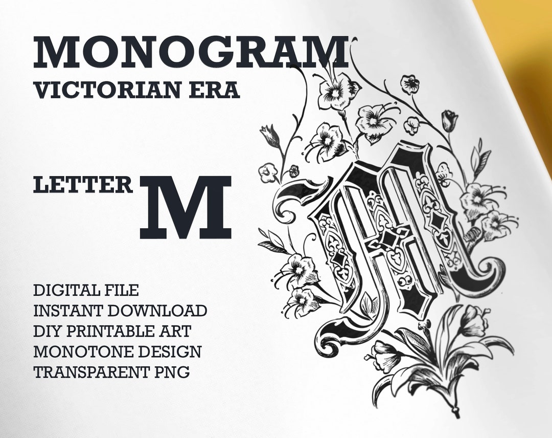 Victorian Era Monogram - Single Letter M, Vintage One Letter Monogram ...