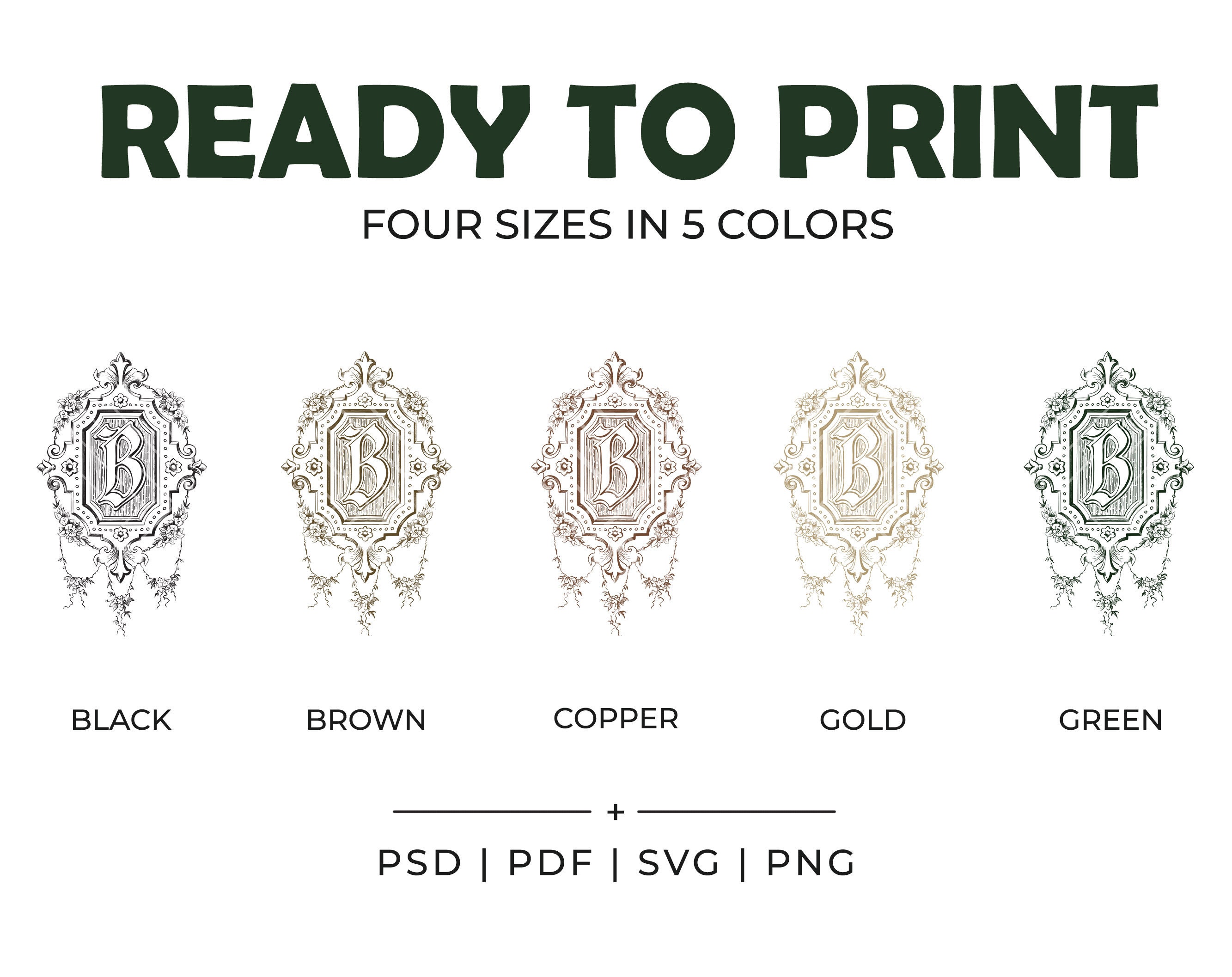 Victorian Era Monogram - Single Letter B, Vintage One Letter Monogram ...