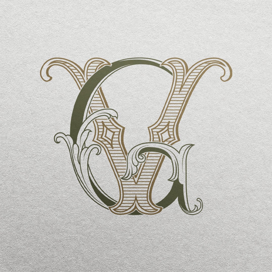 Wedding Monogram SVG | Letters G & V Are Combined as a Color Editable ...