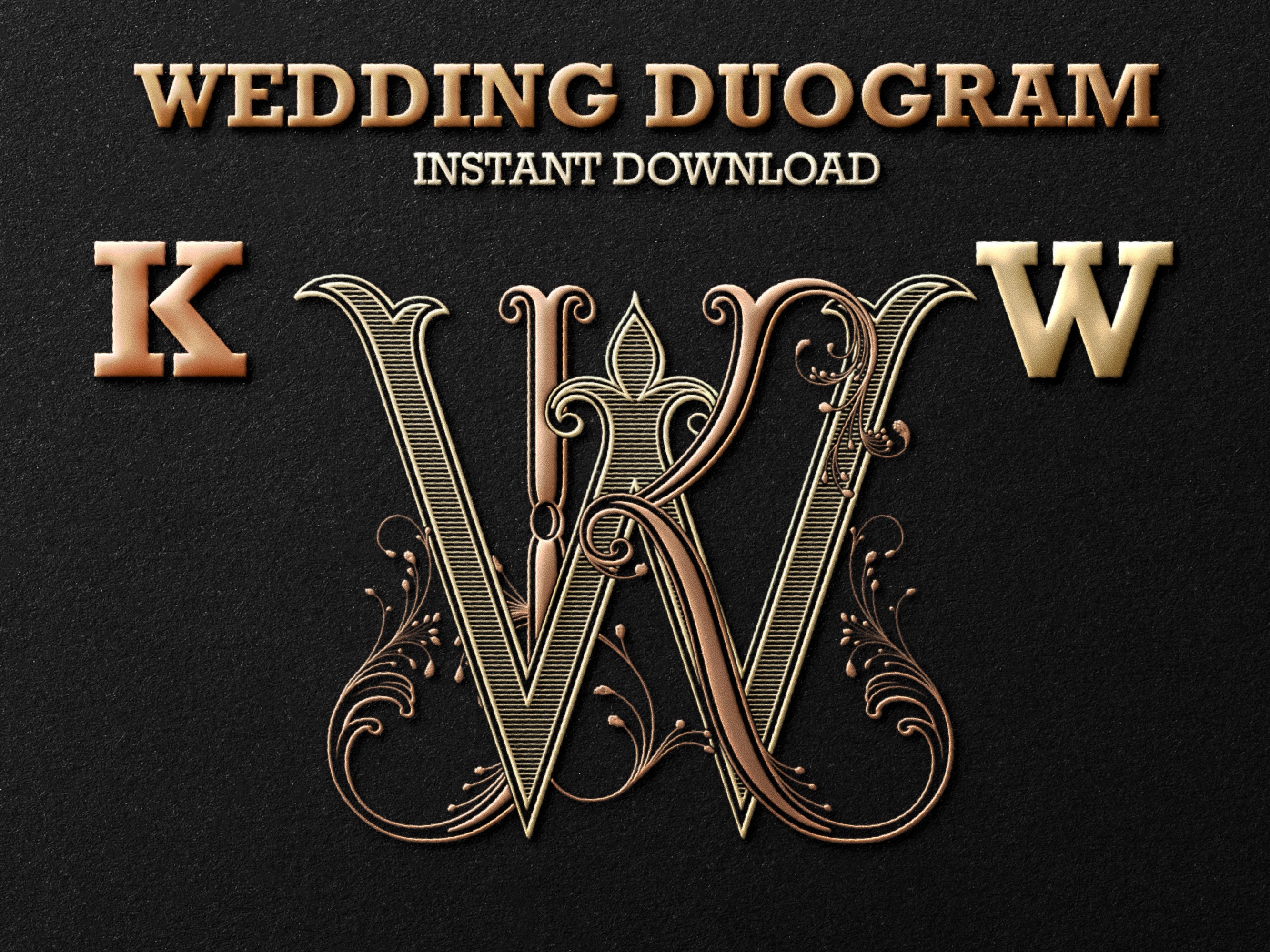 KW WK Wedding Monogram 2 Letter Monogram Monogram Wedding | Etsy