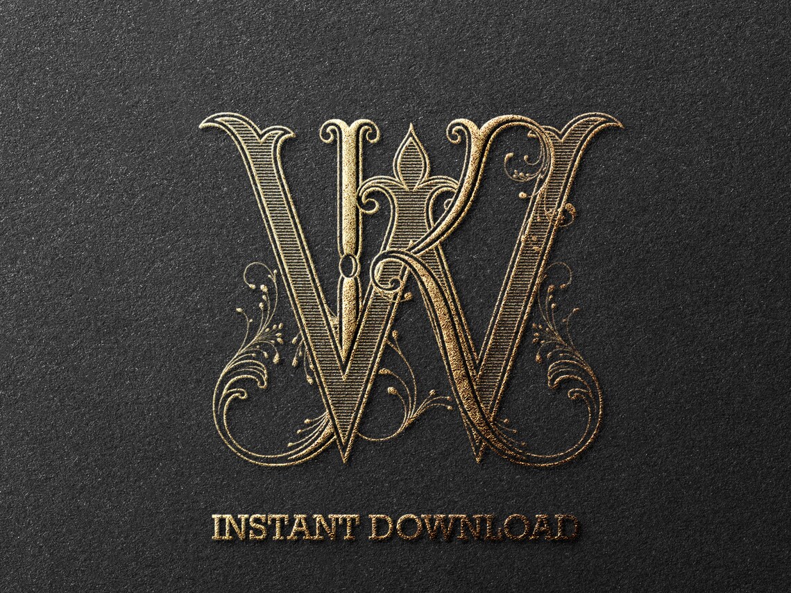 2 Letter Monogram With Letters KW Digital Download Wedding - Etsy