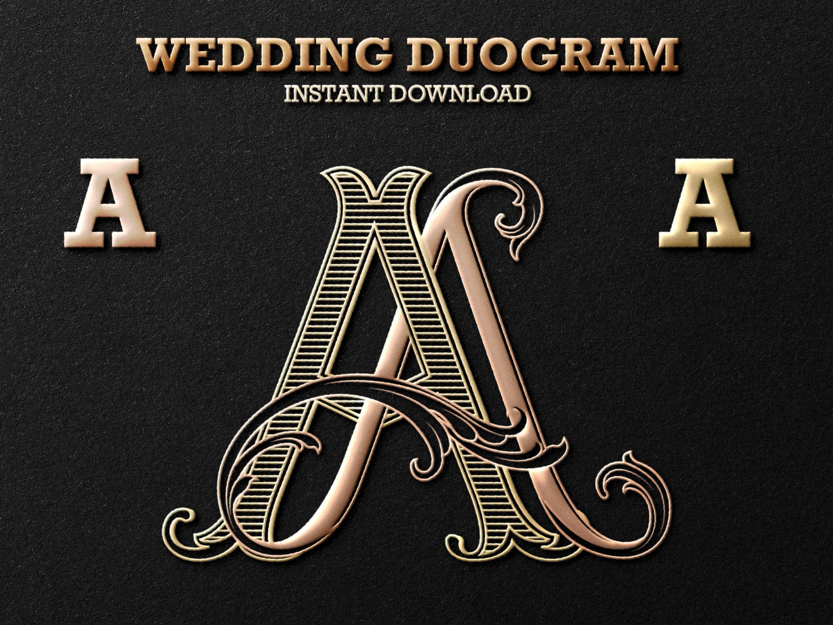 AA Monogram 2 Letter Monogram Wedding Monogram Wedding | Etsy