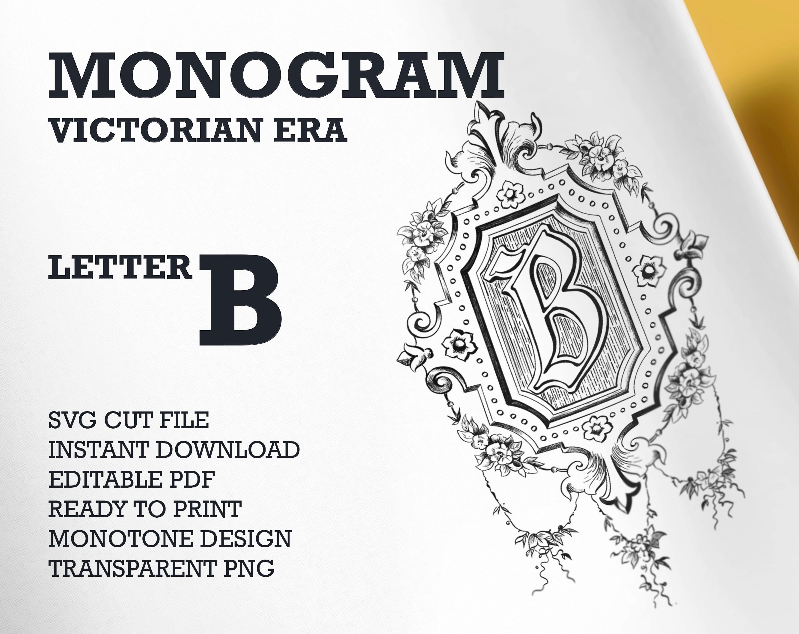 Victorian Era Monogram Single Letter B Vintage One Letter | Etsy