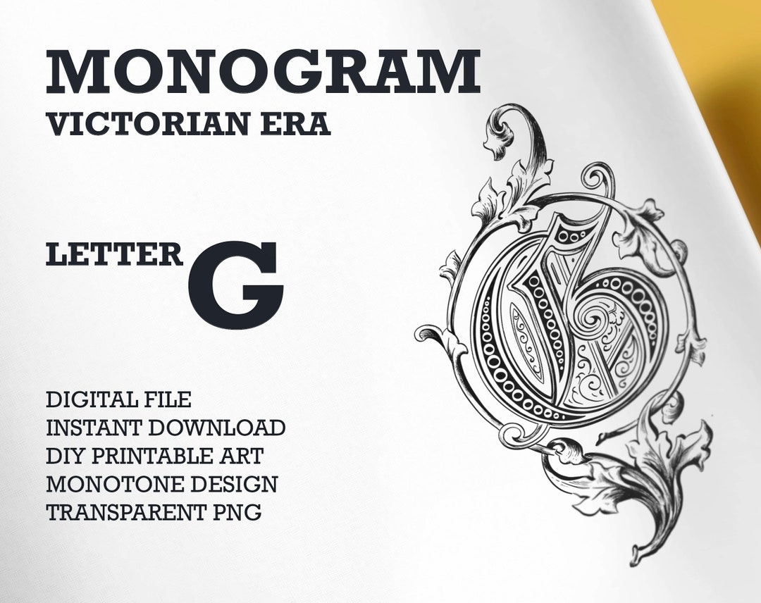 Victorian Era Monogram - Single Letter G, Vintage One Letter Monogram ...