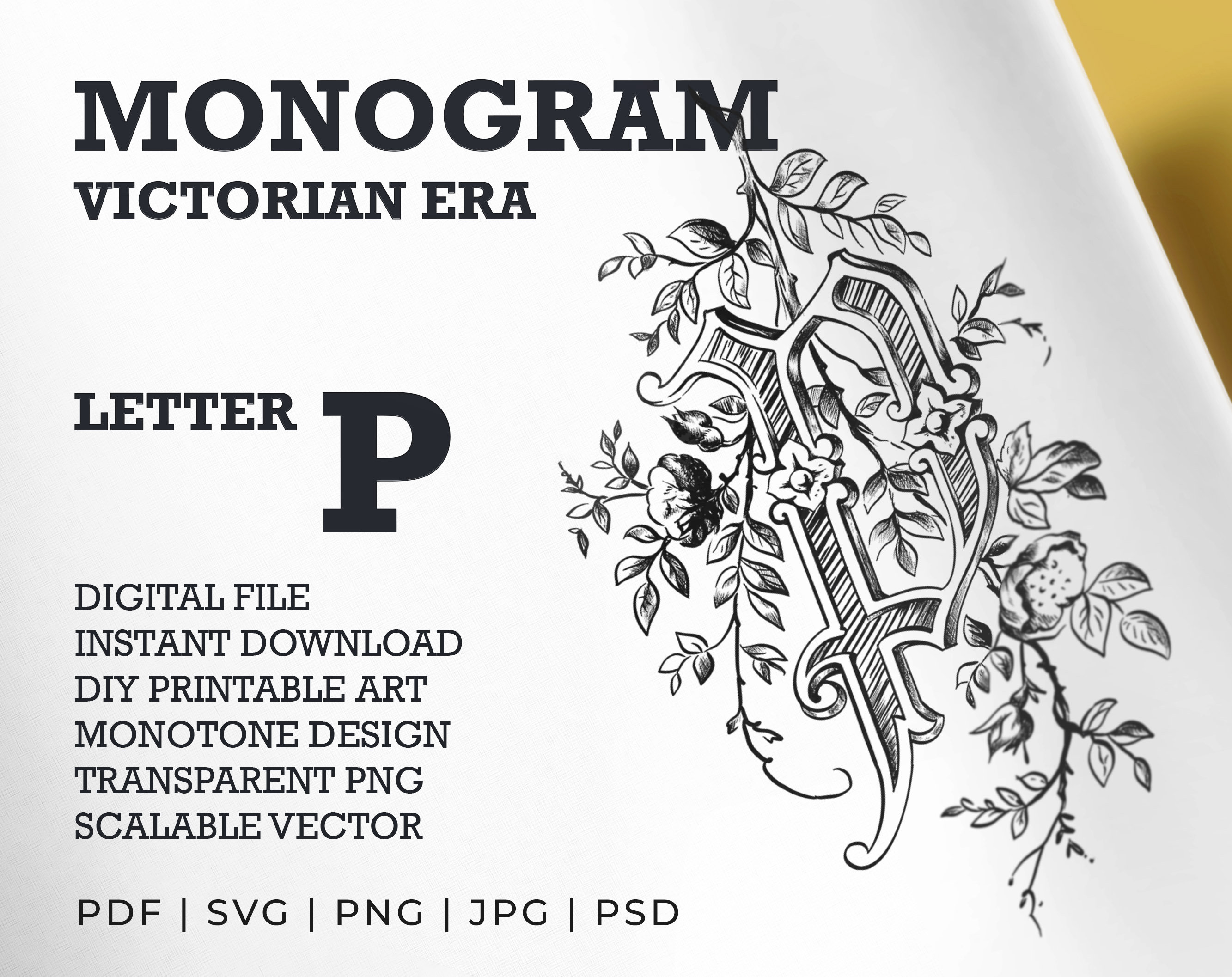 Victorian Era Monogram Single Letter P Vintage One Letter - Etsy